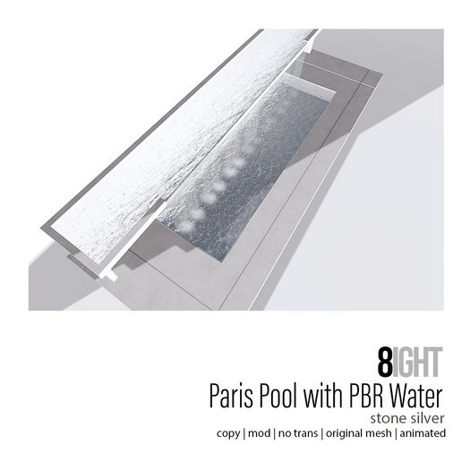 Second Life Marketplace - 8 Paris Pool with PBR Water - Stone Silver