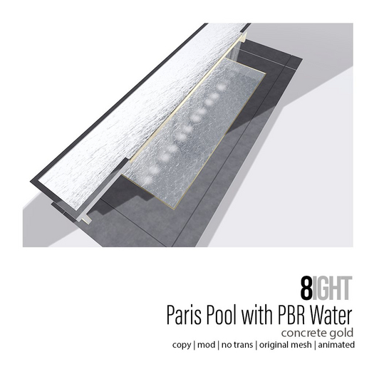 Second Life Marketplace - 8 Paris Pool with PBR Water - Concrete Gold