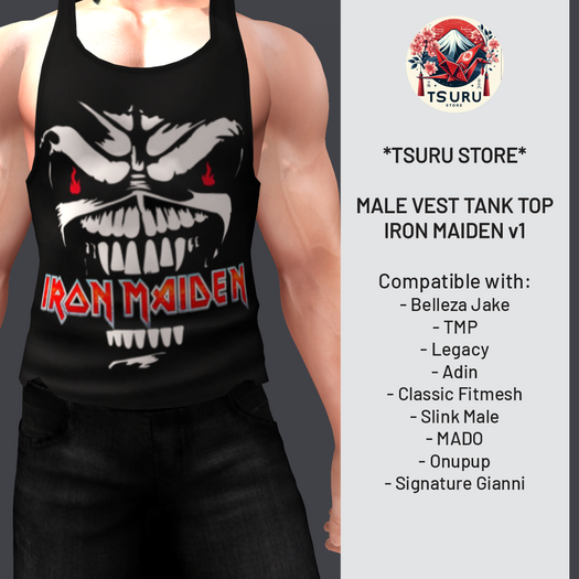 Second Life Marketplace - *TS* Male Tank Top Iron Maiden v1