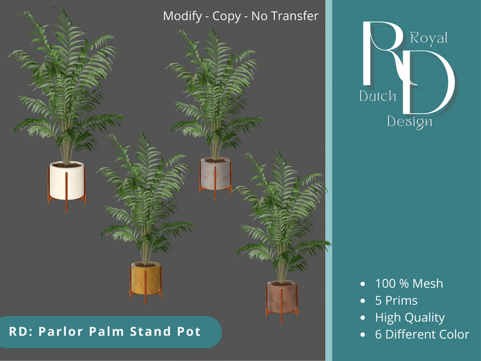 Second Life Marketplace - RD: Parlor Palm Stand Pot