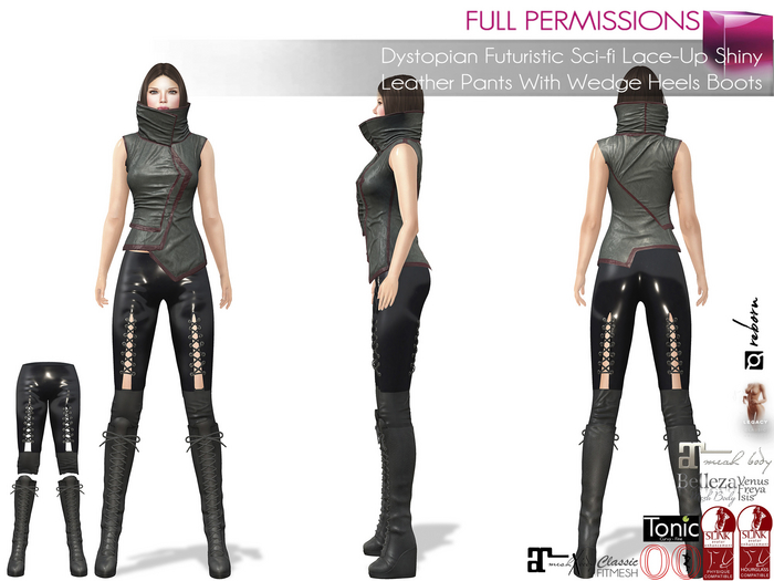 Second Life Marketplace - Full Perm Female Black Shiny Leather Pants ...