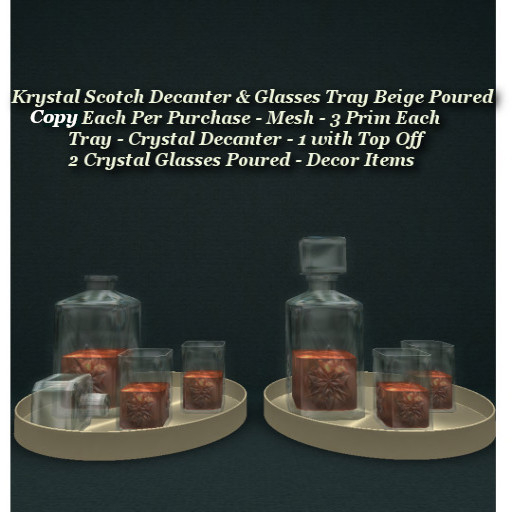 Second Life Marketplace - Krystal Scotch Decanter & Glass Tray Beige ...
