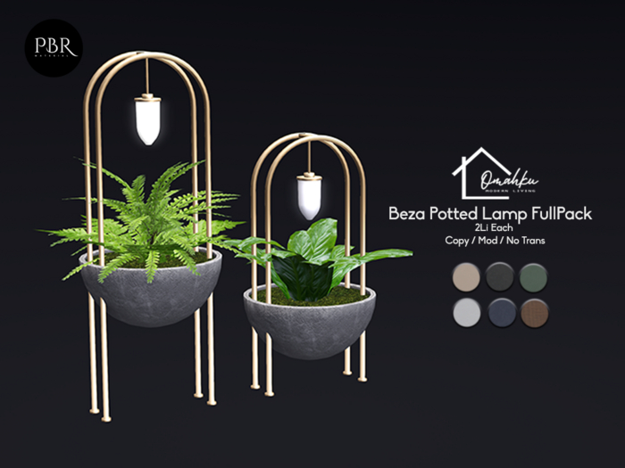 Second Life Marketplace - OMAHKU - Beza Potted Lamp FullPack