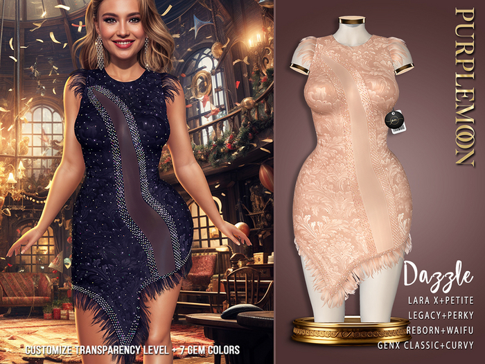 Second Life Marketplace - :: pm :: Dazzle Dress -cream-