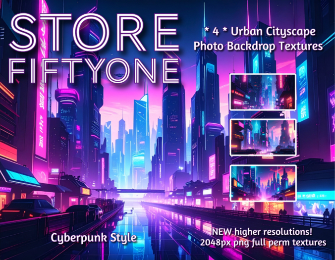 Second Life Marketplace - NEW! * FOUR * Cyberpunk Urban Cityscapes ...