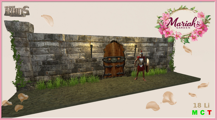 Second Life Marketplace - !MG! - Ruins - Fort Wall with Warrior - Boxed