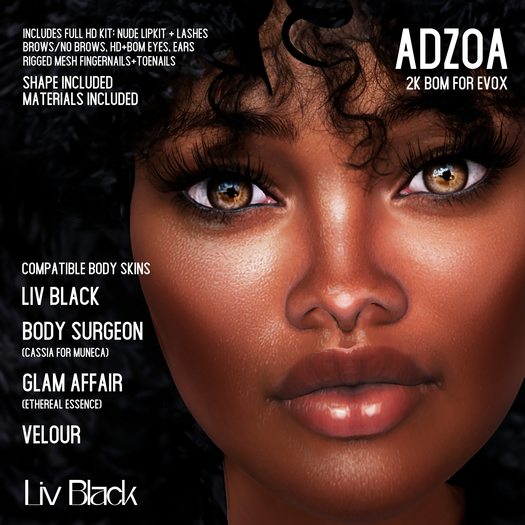 Second Life Marketplace - Adzoa Skin - EvoX Head - GADT03 Tone