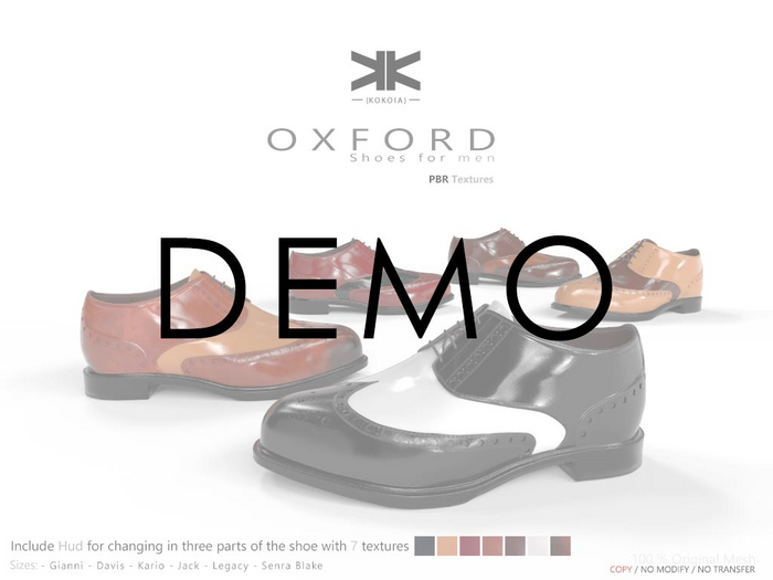 Second Life Marketplace - Demo :: Oxford :: Men Shoes :: Fat Pack ...