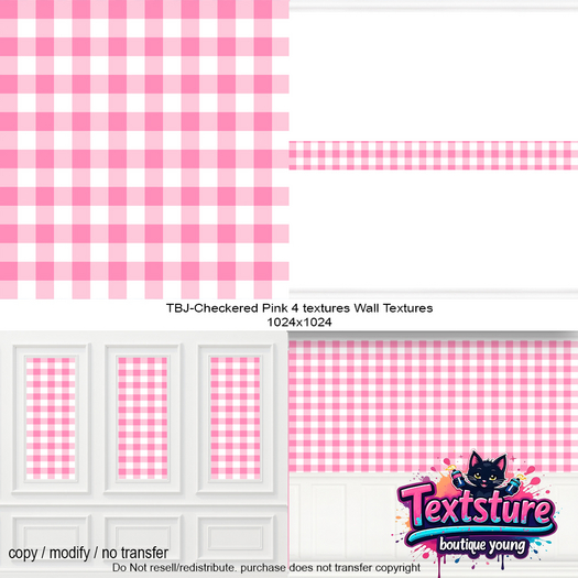 Second Life Marketplace - TBJ-Checkered Pink 4 textures Wall Textures ...