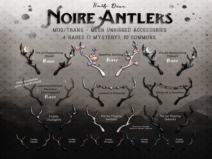 Second Life Marketplace - +Half-Deer+ Noire Antlers - Firefly (Pink)