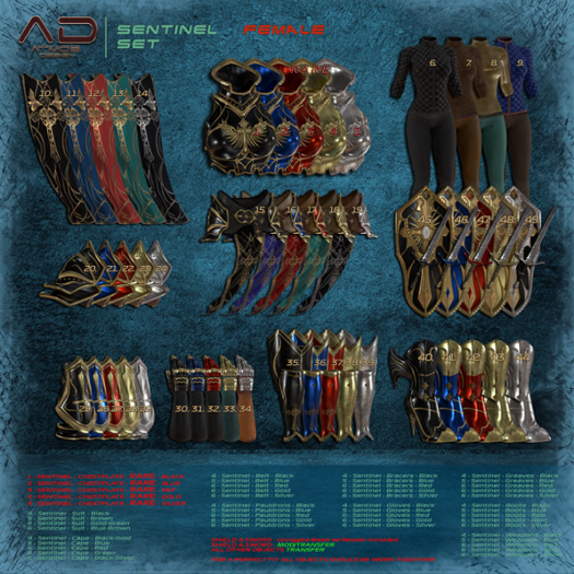 Second Life Marketplace - [AD] - Sentinel SET female Black/Gold complete