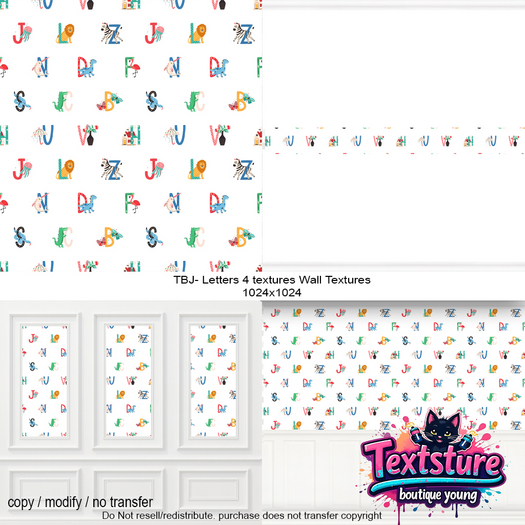 Second Life Marketplace - TBJ- Letters 4 textures Wall Textures 1024x1024