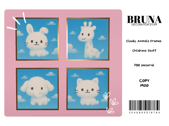 Second Life Marketplace - BRUNA - Cloudy Animals Frame - Fatpack