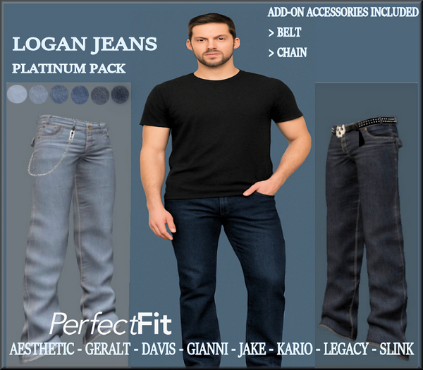 Second Life Marketplace - POPULAR MENS LOGAN JEANS PLATINUM PACK-FOR ...