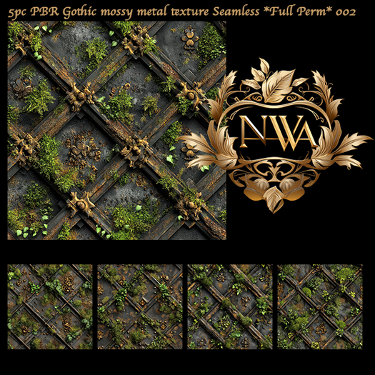 Second Life Marketplace - 5pc PBR Gothic mossy metal texture seamless ...