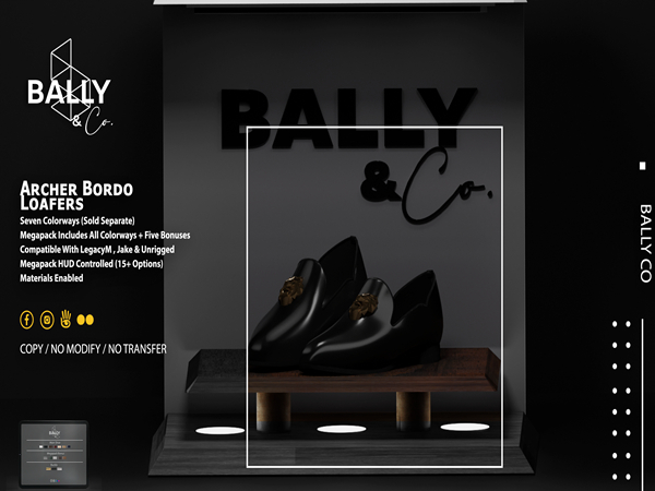Second Life Marketplace - 'BALLY & CO' Archer Bordo Loafers Black