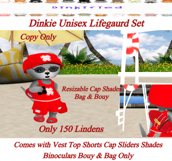 Second Life Marketplace - 150Dinkified Dinkie Unisex LifeGuard Set