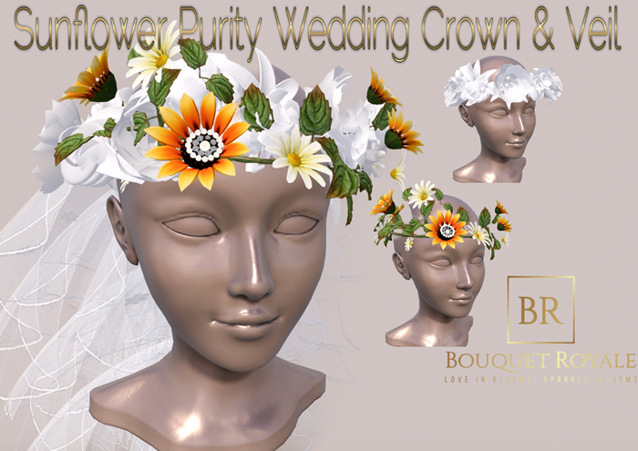 Second Life Marketplace - SUNFLOWER PURITY WEDDING CROWN & VEIL