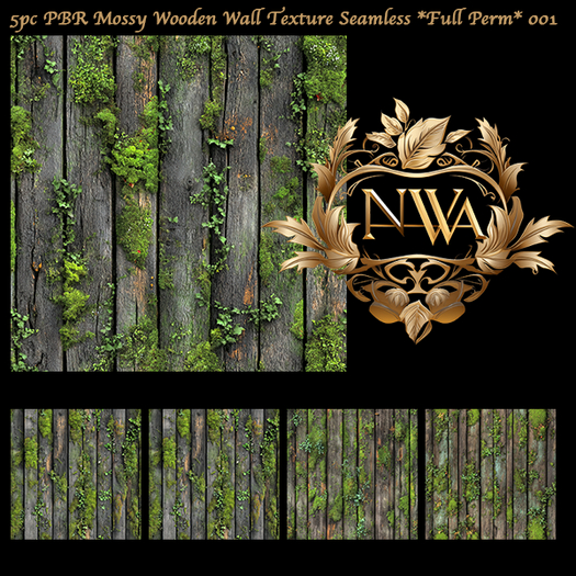 Second Life Marketplace - 5pc PBR Mossy Wooden Wall Texture Seamless ...