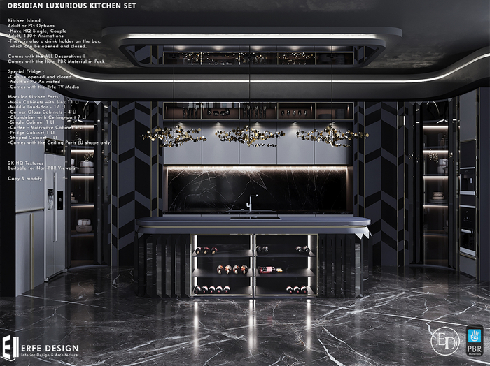 Second Life Marketplace - Obsidian Kitchen Set v 1.0 PG [Erfe Design]