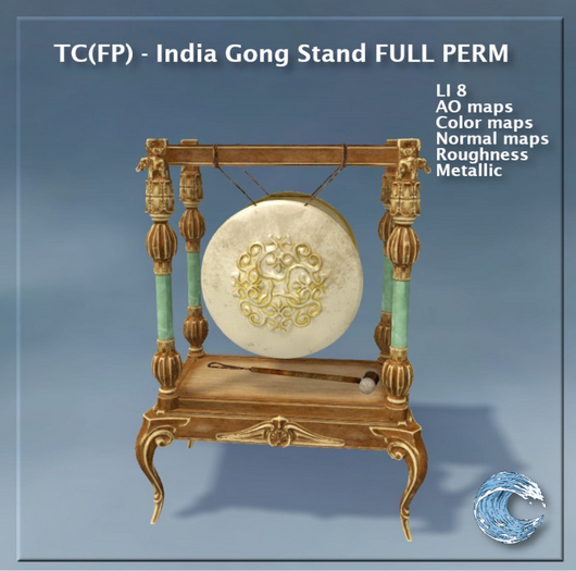 Second Life Marketplace - TC(FP) - Ancient India Gong Stand FULL PERM