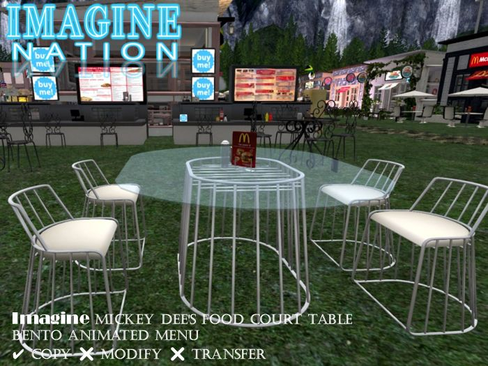 Second Life Marketplace - Imagine Mickey Dee's Food Court Table White