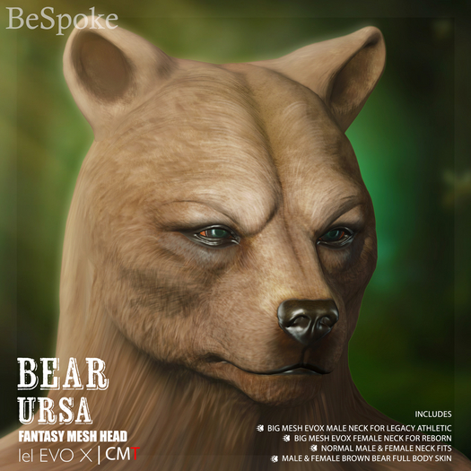 Second Life Marketplace - BeSpoke - Bear - Ursa - Head v1.2 - Unpacker
