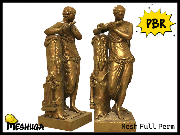 Second Life Marketplace - Meshuga PBR The Flute Whisperer Statue FULL ...