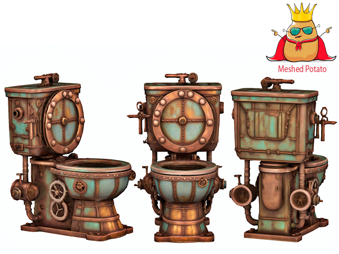 Second Life Marketplace - Meshed Potato Steampunk Toilet Full Perm