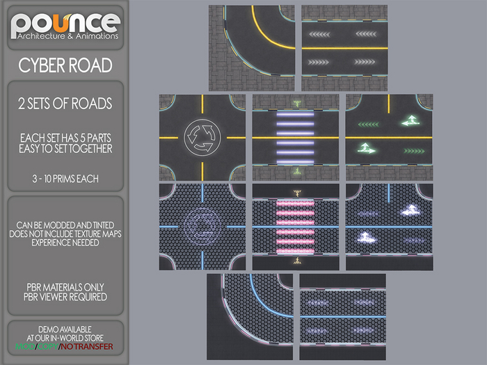Second Life Marketplace - POUNCE - Cyber Road - 2 Sets