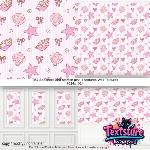 Second Life Marketplace - TBJ-Seashells and starfish pink 4 textures ...