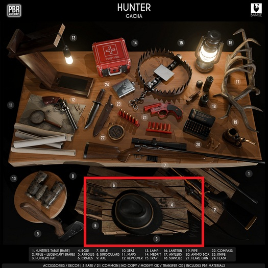 Second Life Marketplace - 2 ITEMS : 3. BAMSE : Hunter - Hunter's Hat ...