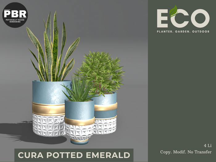 Second Life Marketplace - Eco - Cura Potted Emerald