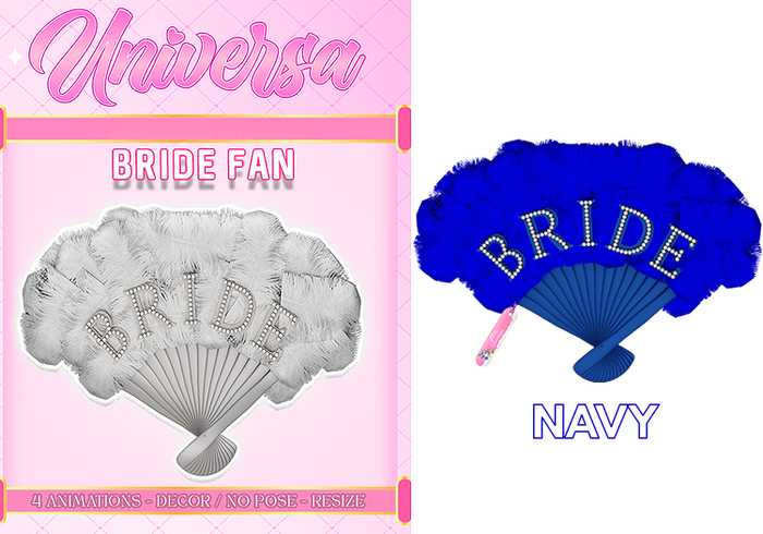 Second Life Marketplace - #UNIVERSA - Bride Fan - NAVY