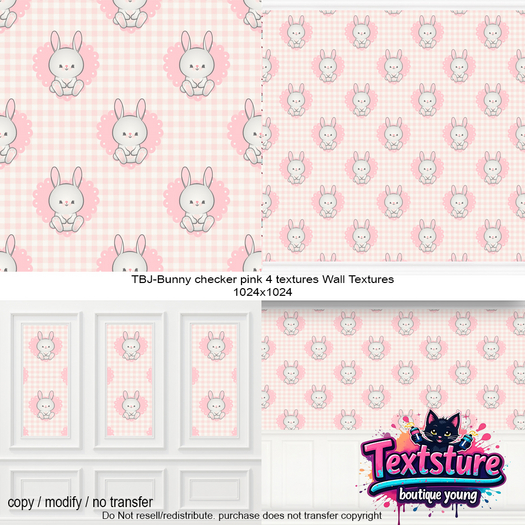 Second Life Marketplace - TBJ-Bunny checker pink 4 textures Wall ...