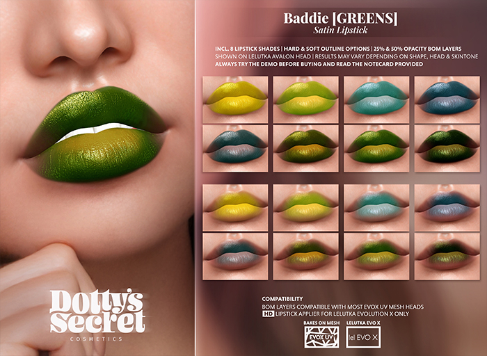 Second Life Marketplace - Dotty's Secret - Baddie - Satin Lipstick ...