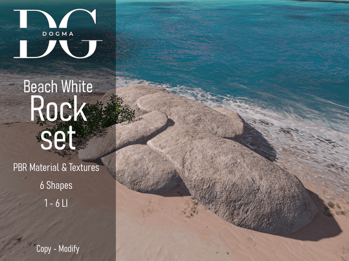 Second Life Marketplace - [Dogma] Beach Rock Set White Set PBR