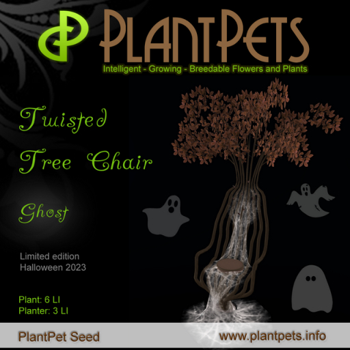 Second Life Marketplace - PlantPet Twisted Tree Chair - Ghost *Limited*