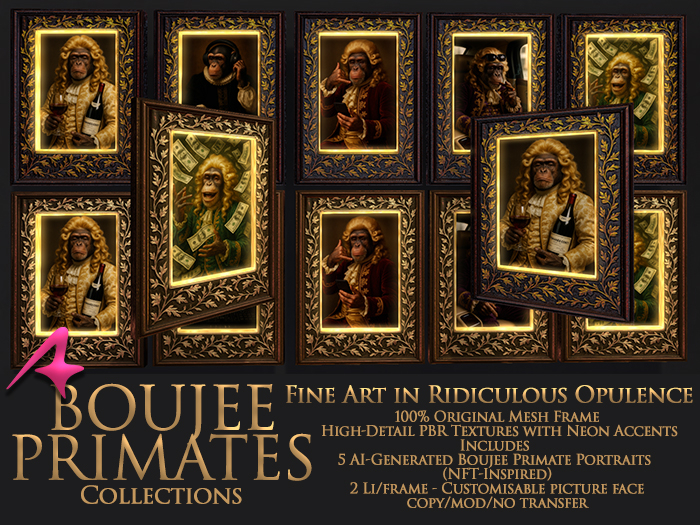 Second Life Marketplace - Amira~ Boujee Primates Baroque Frames GOLD ...