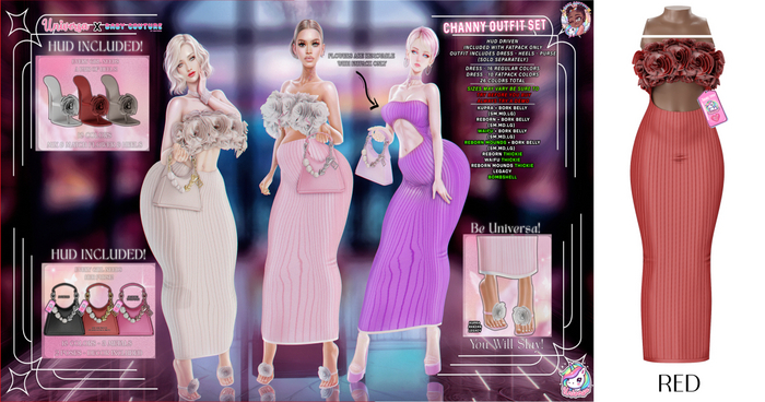 Second Life Marketplace - #UxBC - Channey Dress Set - RED -Kupra ...