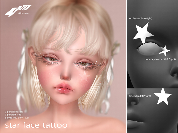 Second Life Marketplace - 41m / Star Face Tattoo / Genus