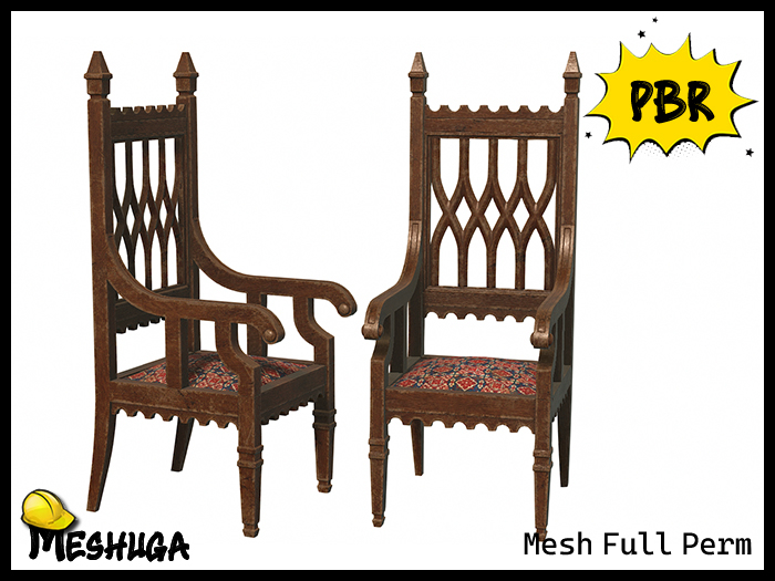 Second Life Marketplace - Meshuga PBR Medieval Chair FULL PERM MESH