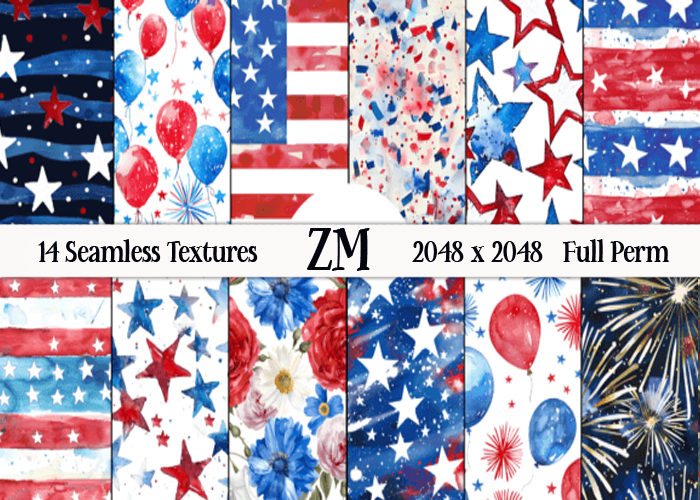 Second Life Marketplace - 4TH OF JULY WATERCOLOR TEXTURES