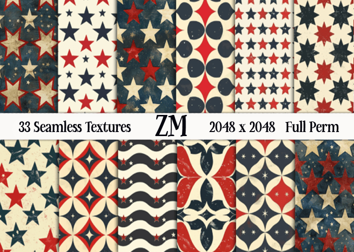 Second Life Marketplace - 4TH OF JULY PATTERN RETRO TEXTURES
