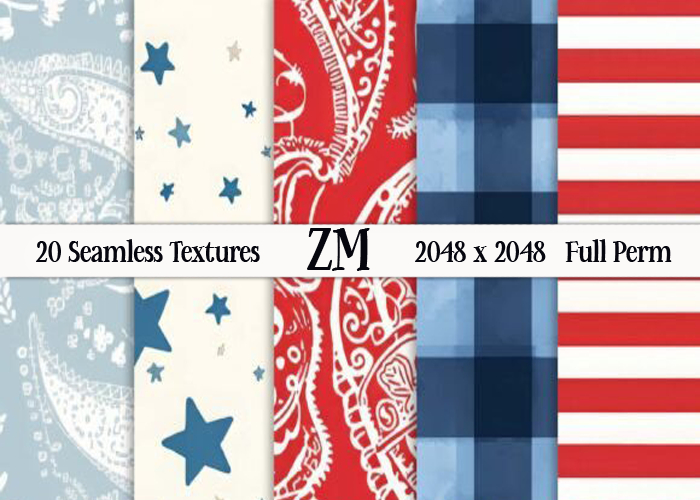 Second Life Marketplace - 4TH OF JULY PATTERN 12 TEXTURES