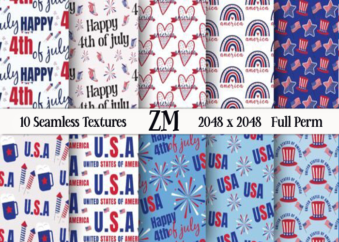Second Life Marketplace - 4TH OF JULY PATTERN 11 TEXTURES