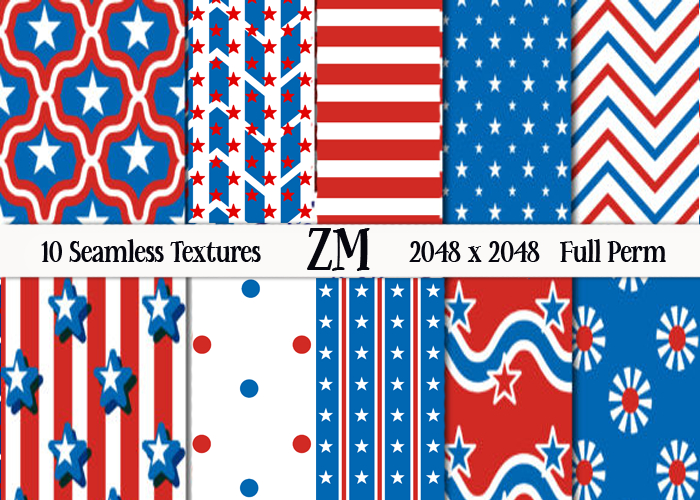 Second Life Marketplace - 4TH OF JULY PATTERN 10 TEXTURES