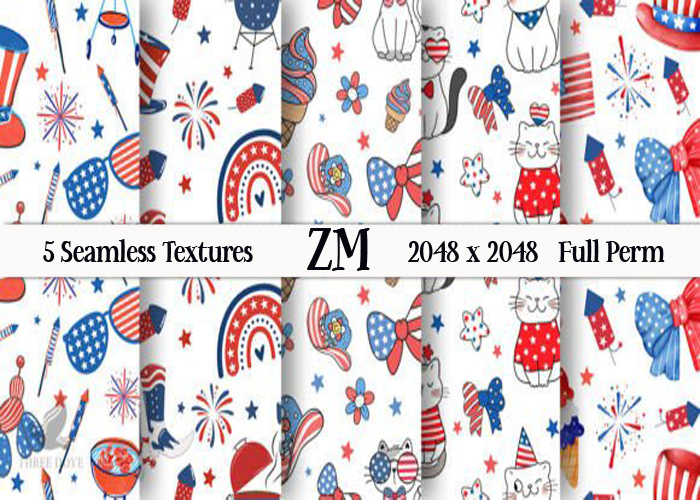 Second Life Marketplace - 4TH OF JULY PATTERN 5 TEXTURES