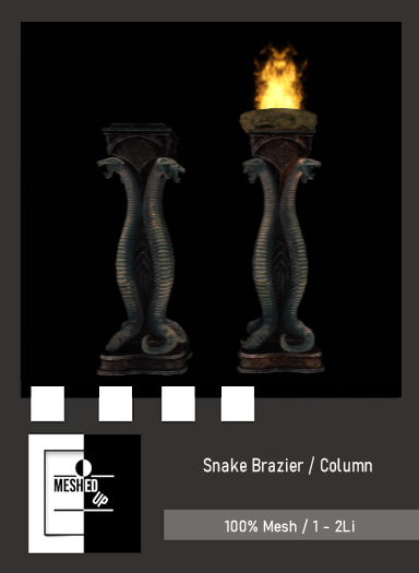Second Life Marketplace - MeshedUp: Snake Head Brazier & Column