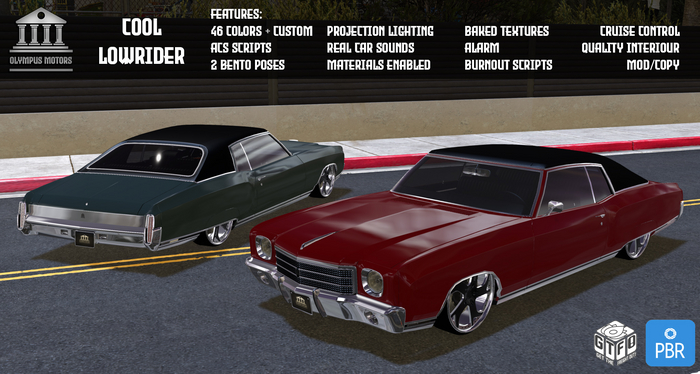 Second Life Marketplace - NEW! Olympus Motors | Cool Lowrider [in 46 ...